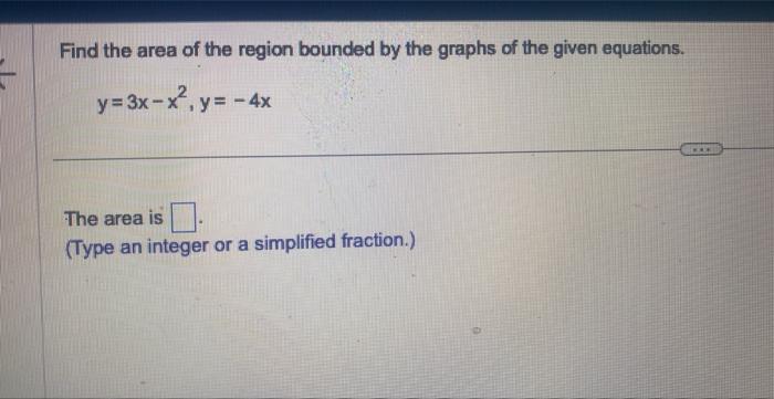 Solved Find the area of the region bounded by the graphs of | Chegg.com