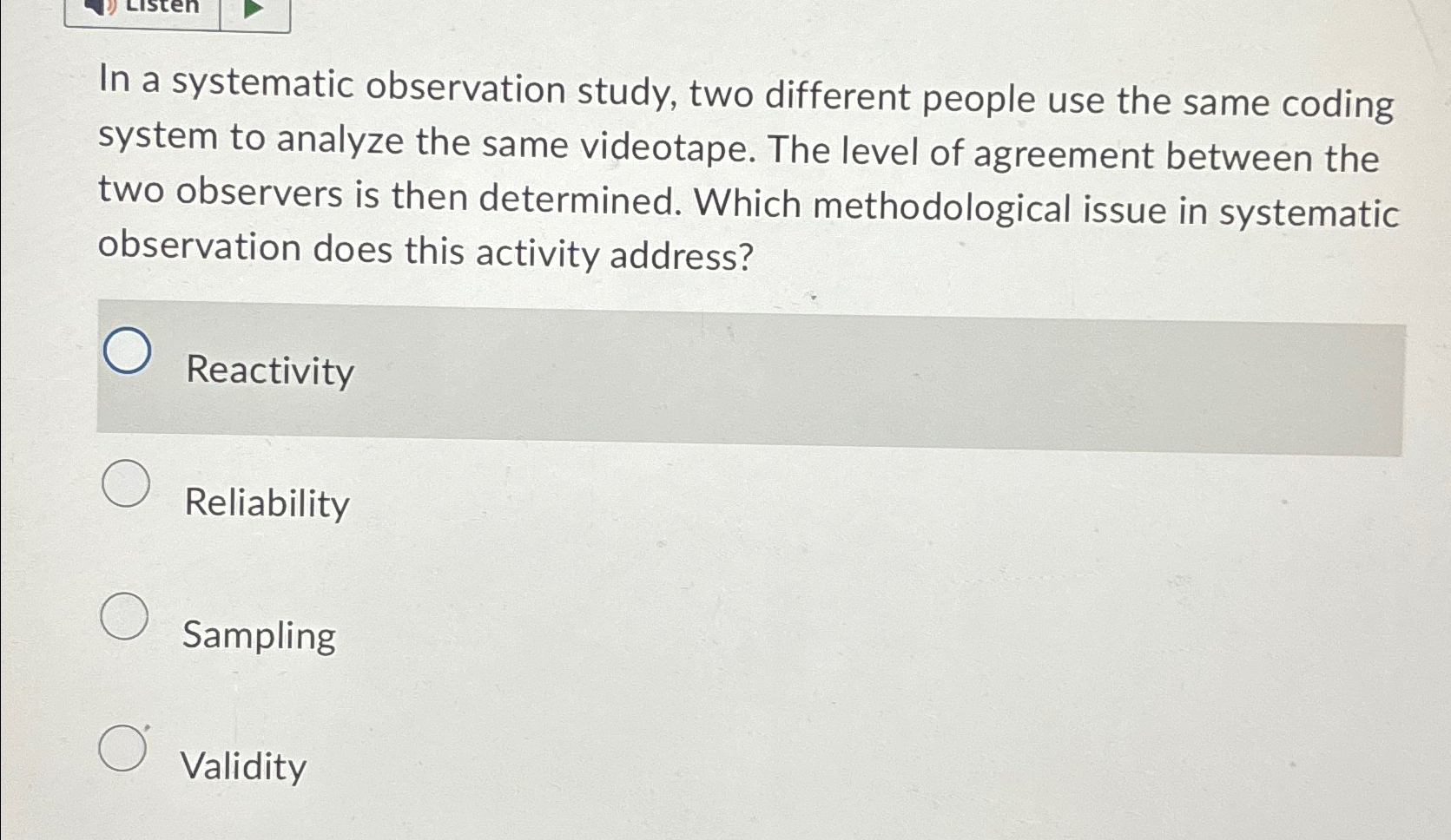 Solved In a systematic observation study, two different | Chegg.com