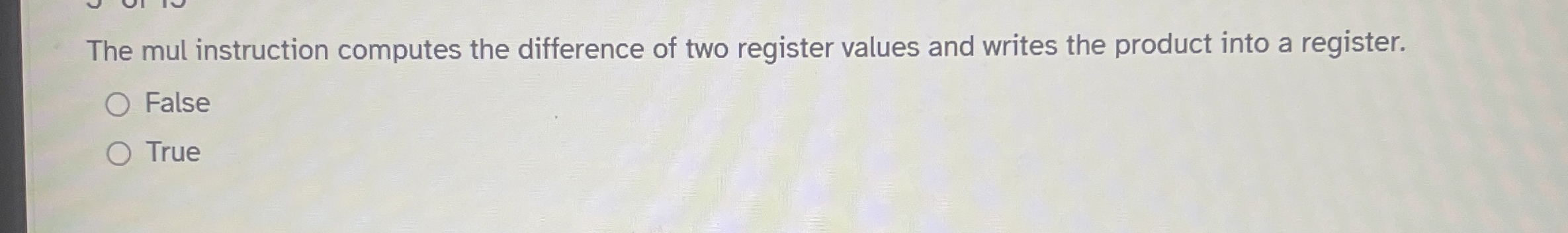 Solved The mul instruction computes the difference of two | Chegg.com