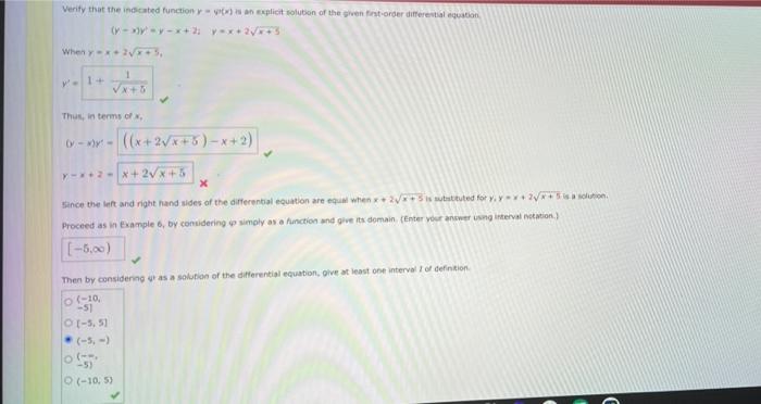 Solved Verify that the indicated function y(x) is an | Chegg.com