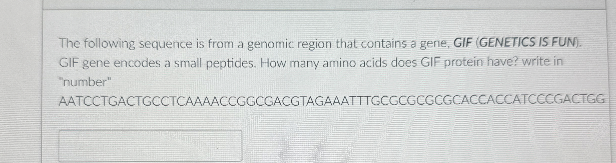 Solved The following sequence is from a genomic region that | Chegg.com