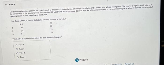 Solved Part A Lab students ploced ten spinach ieat disks in | Chegg.com