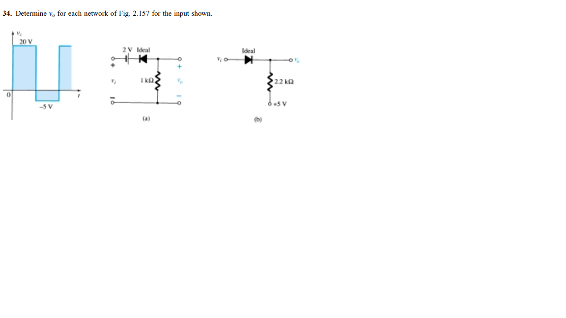 Solved Determine vo ﻿for each network of Fig. 2.157 ﻿for the | Chegg.com