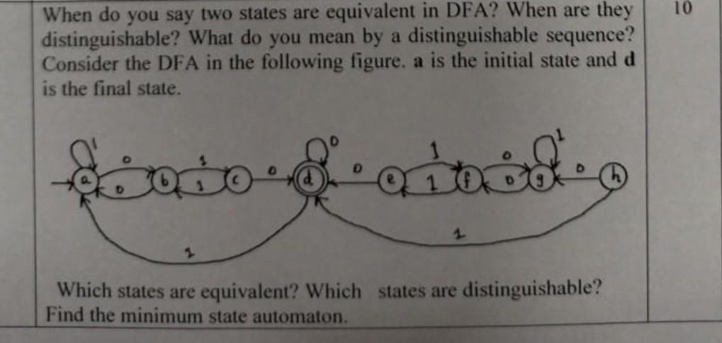 Solved When do you say two states are equivalent in DFA? | Chegg.com