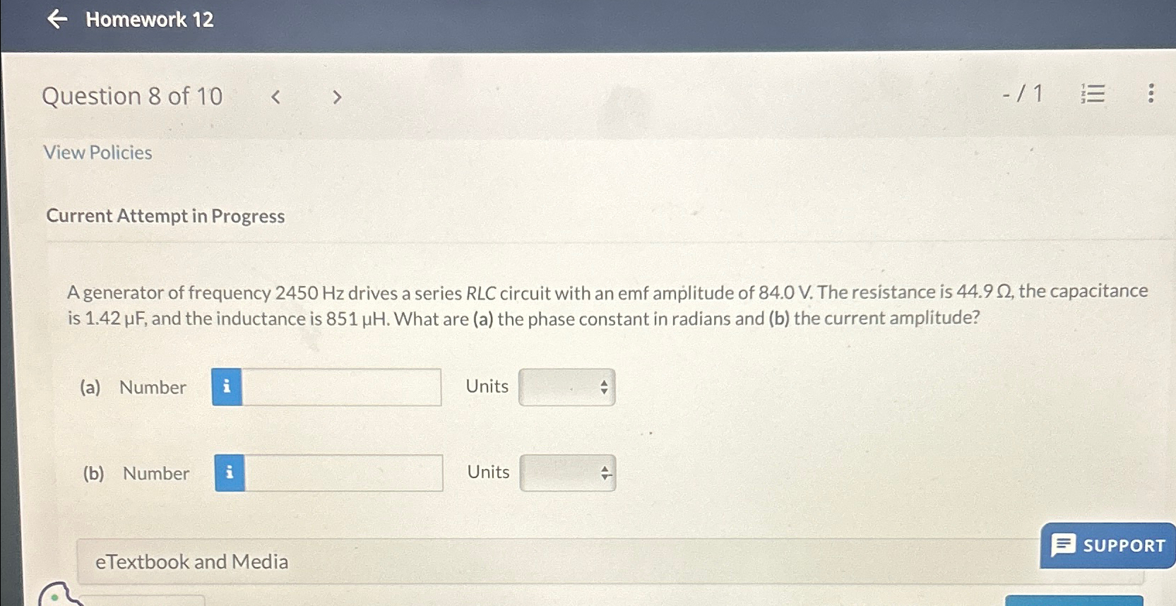 Solved Homework 12Question 8 ﻿of 10View PoliciesCurrent | Chegg.com