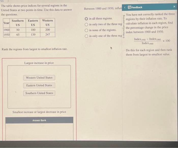 Solved The table shows price indices for several regions in | Chegg.com