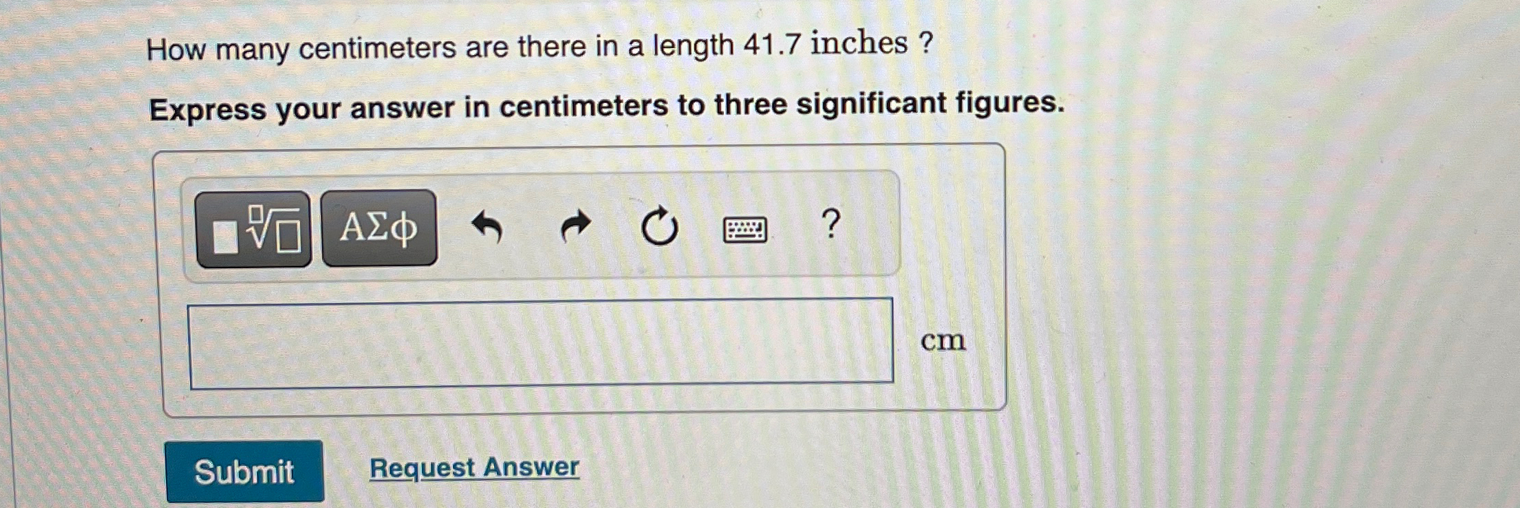 Solved How many centimeters are there in a length 41.7 | Chegg.com