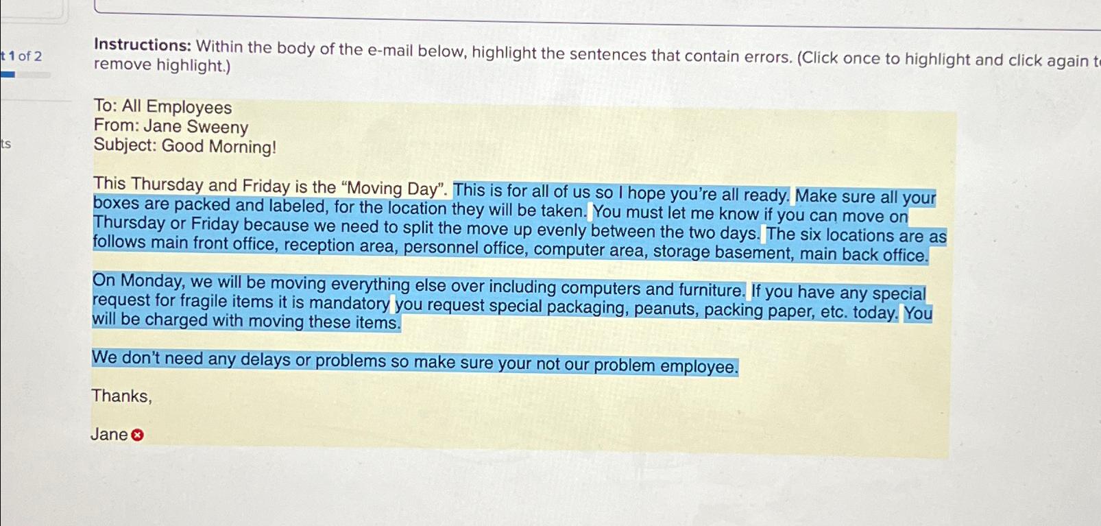 Solved Instructions: Within the body of the e-mail below, | Chegg.com