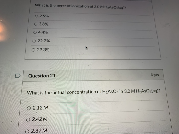 Solved Arsenic Acid H3AsO4 Kal 5.8 x 10-3 H2AsO4 Kaz 1.1 x | Chegg.com