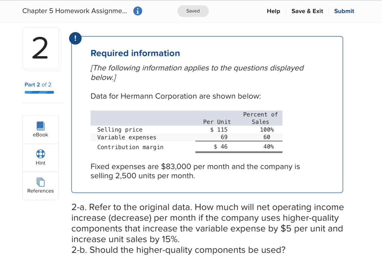 Solved Chapter 5 ﻿Homework Assignme...(i)HelpSave & | Chegg.com