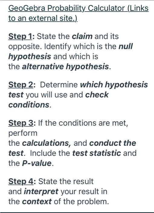 Solved GeoGebra Probability Calculator (Links to an external | Chegg.com