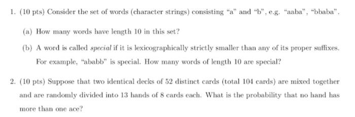Solved 1 10 Pts Consider The Set Of Words Character