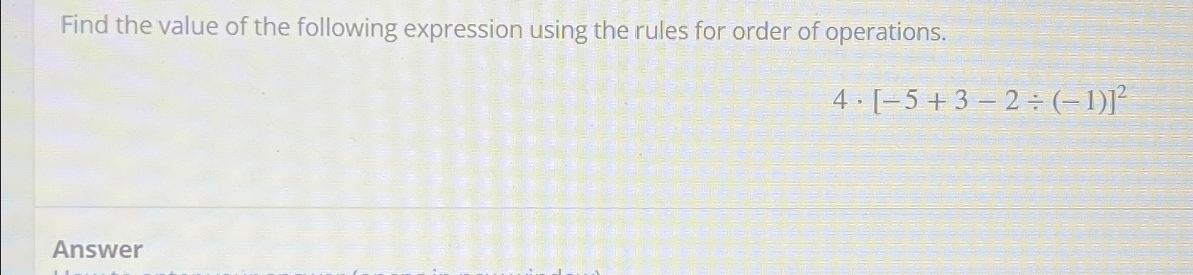 Solved Find the value of the following expression using the | Chegg.com