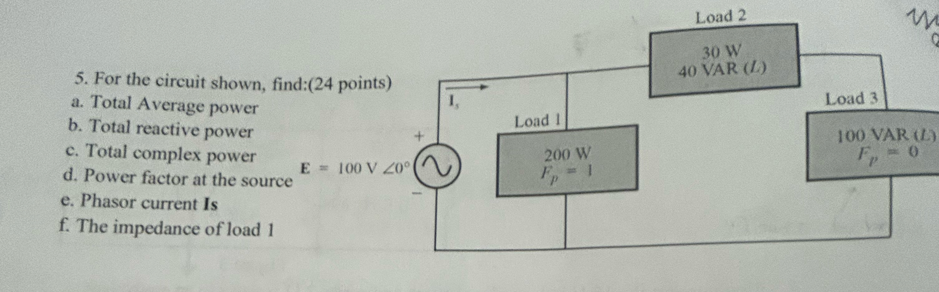 Solved For the circuit shown, find:(24 ﻿points)a. ﻿Total | Chegg.com