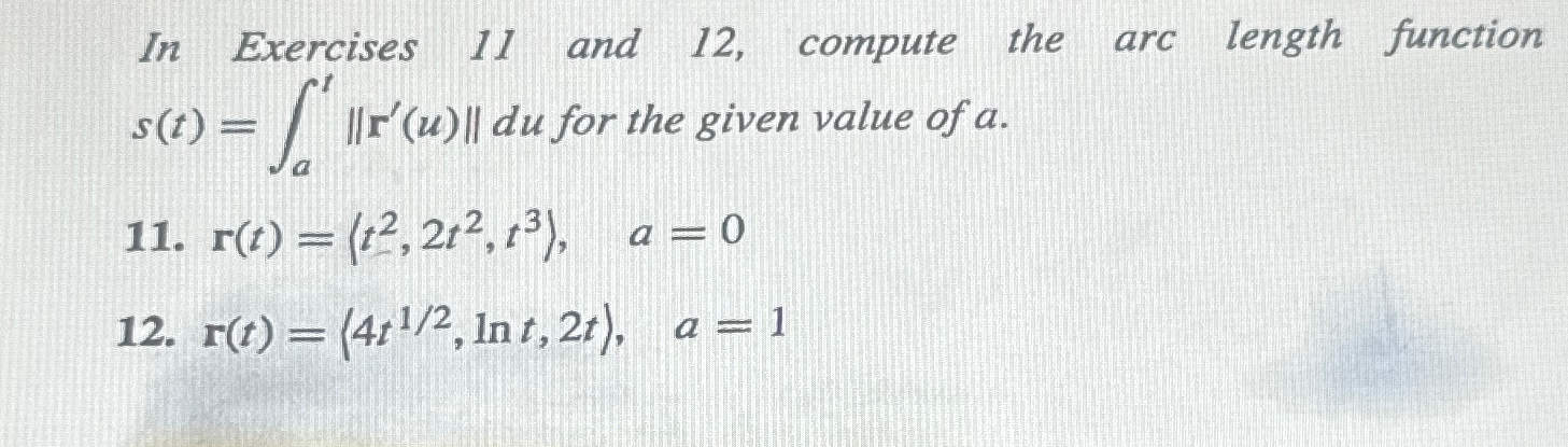 Solved In Exercises 11 ﻿and 12, ﻿compute the arc length | Chegg.com