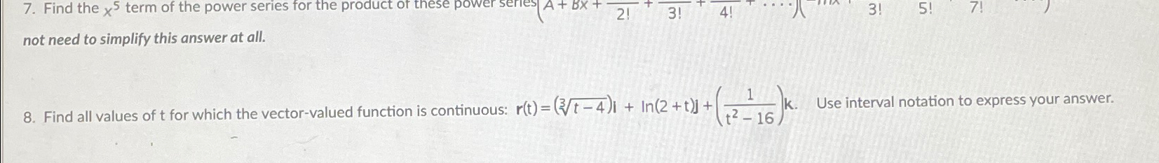 Solved 8. ﻿Find all values of t ﻿for which the vector-valued | Chegg.com