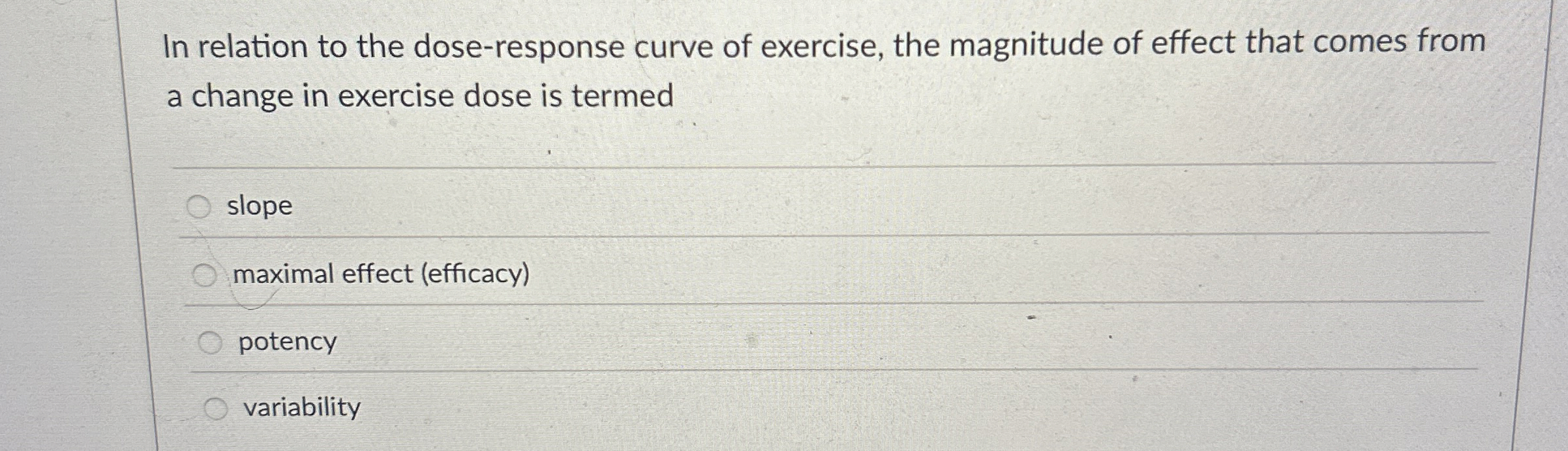 Solved In relation to the dose-response curve of exercise, | Chegg.com