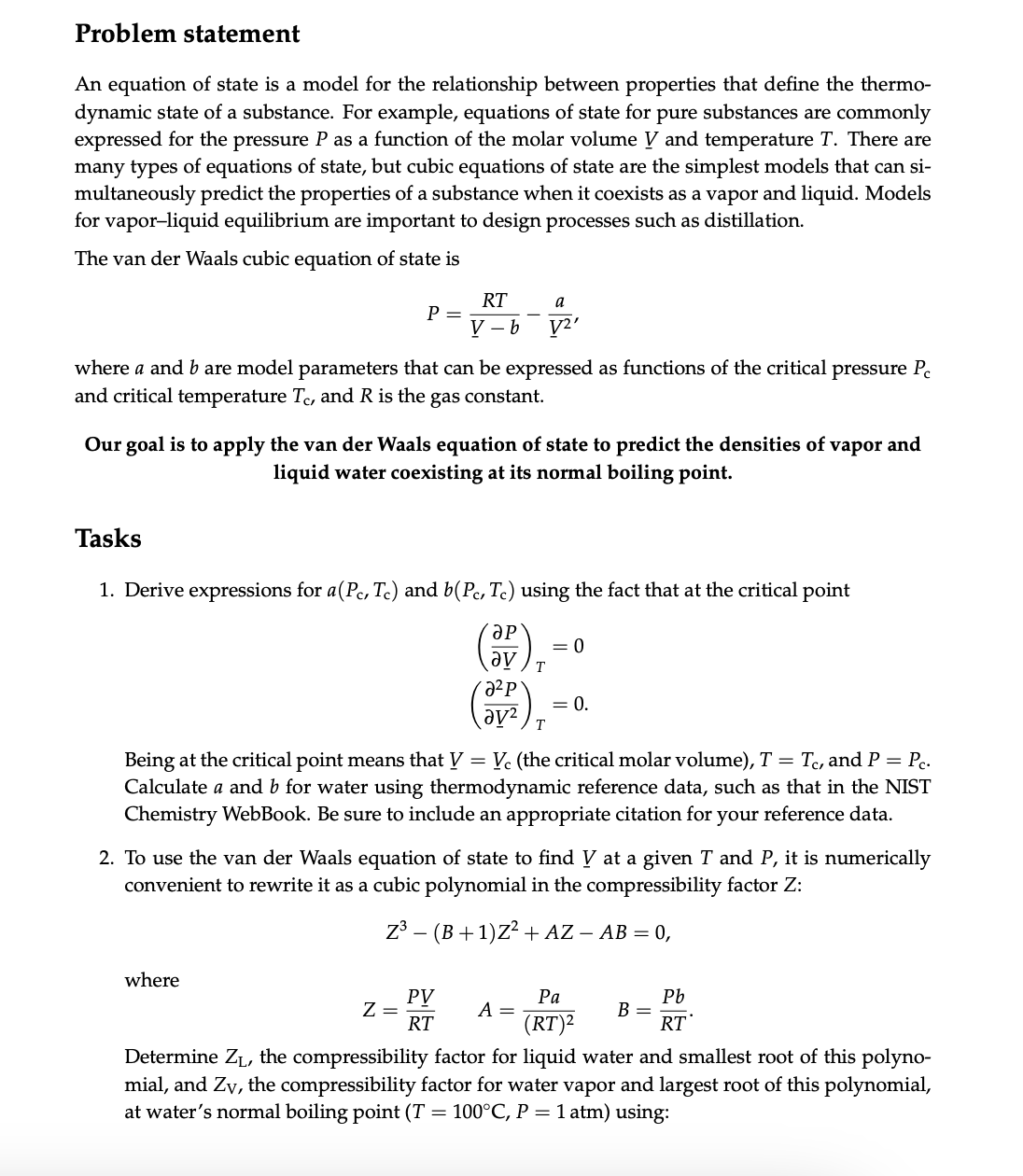 Solved Problem statementAn ﻿equation of ﻿state is ﻿a model | Chegg.com