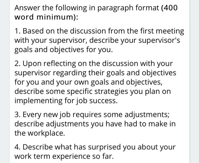 Solved Answer the following in paragraph format (400 word | Chegg.com