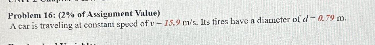 Solved Problem 16: ( 2% ﻿of Assignment Value)A car is | Chegg.com