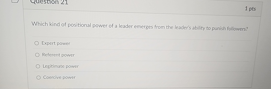 Solved Which kind of positional power of a leader emerges | Chegg.com