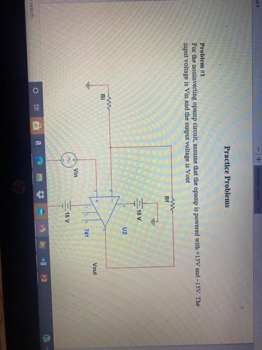 Solved Practice Problems Problem #1 For the noninverting | Chegg.com