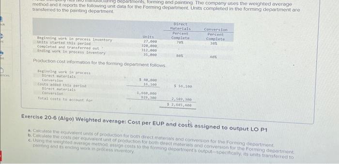 Solved method and it reports the following unit departments, | Chegg.com