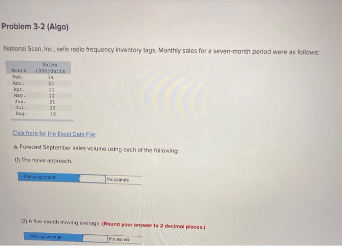 Solved Problem 3-2 (Algo) National Scan, Inc., sells radio | Chegg.com