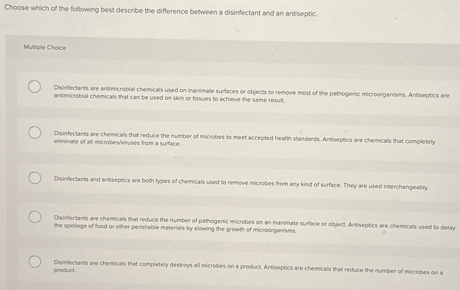 Solved Choose which of the following best describe the | Chegg.com