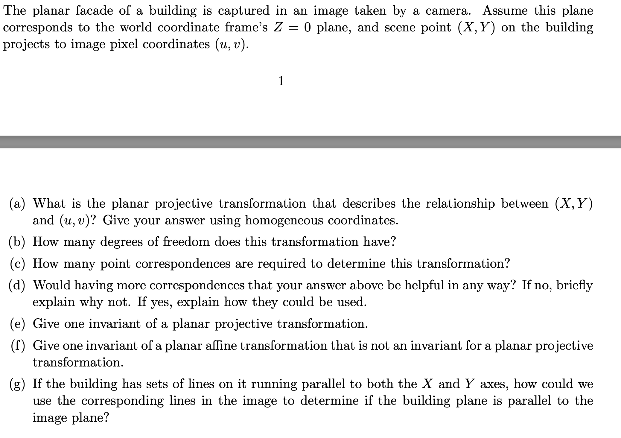 Solved The planar facade of a building is captured in an | Chegg.com