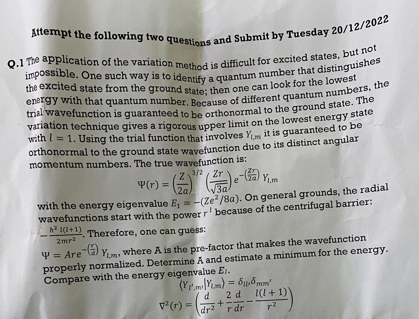 Solved helium atom determine A normalization constant | Chegg.com