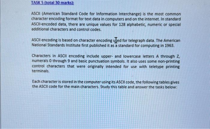 Solved ASCII (American Standard Code for Information | Chegg.com