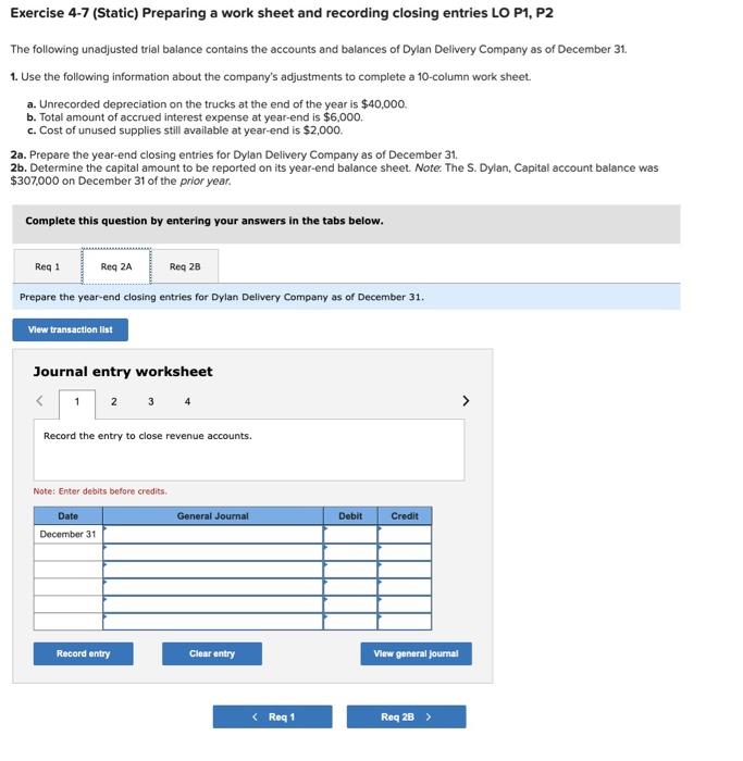 Solved Exercise 4-7 (Static) Preparing a work sheet and | Chegg.com