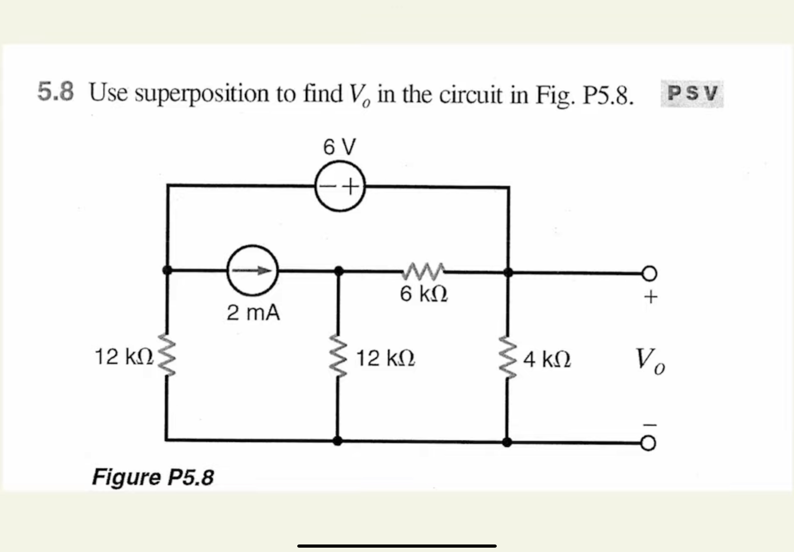 Solved 5.8 ﻿Use superposition to find Vo ﻿in the circuit in | Chegg.com
