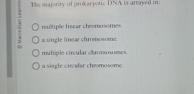 Solved 5E ﻿The majority of prokaryotic DNA is arrayed | Chegg.com