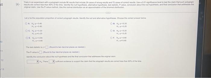 Solved trials in experiment with a polygraph includes 96 | Chegg.com