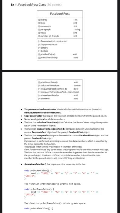 Ex 1. FacebookPost Class 180 points detault | Chegg.com