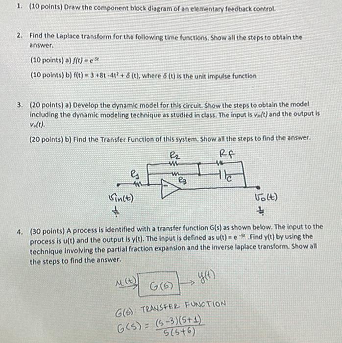 Solved 1 10 Points Draw The Component Block Diagram Of An