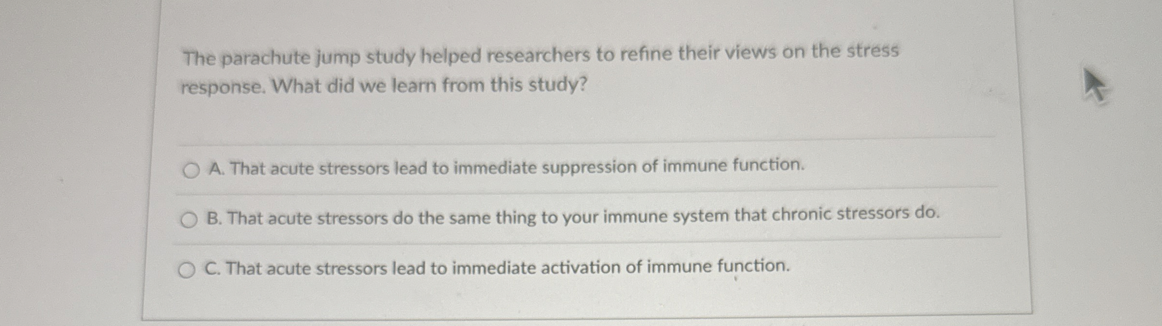 Solved The parachute jump study helped researchers to refine | Chegg.com