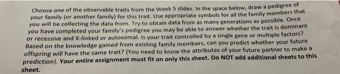 Solved Choose one of the observable traits from the Week 5 | Chegg.com
