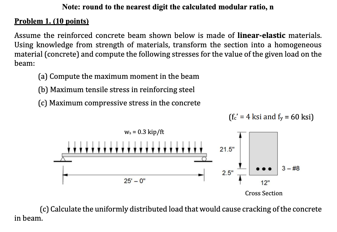 Solved Assume the reinforced concrete beam shown below is | Chegg.com