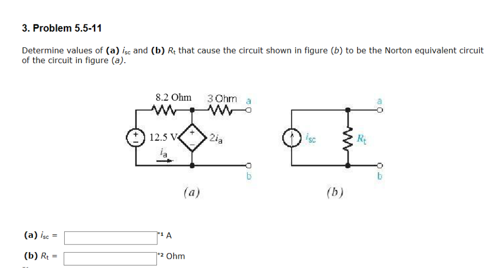 Solved Problem 5.5-11Determine values of (a) isc ﻿and (b) Rt | Chegg.com