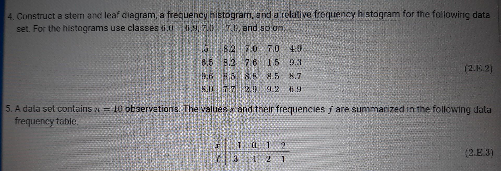 Solved 4 Construct A Stem And Leaf Diagram A Frequency 7440