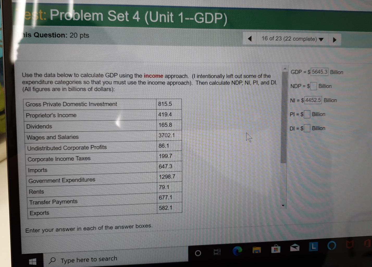 Solved est: Problem Set 4 (Unit 1 --GDP) his Question: 20 | Chegg.com