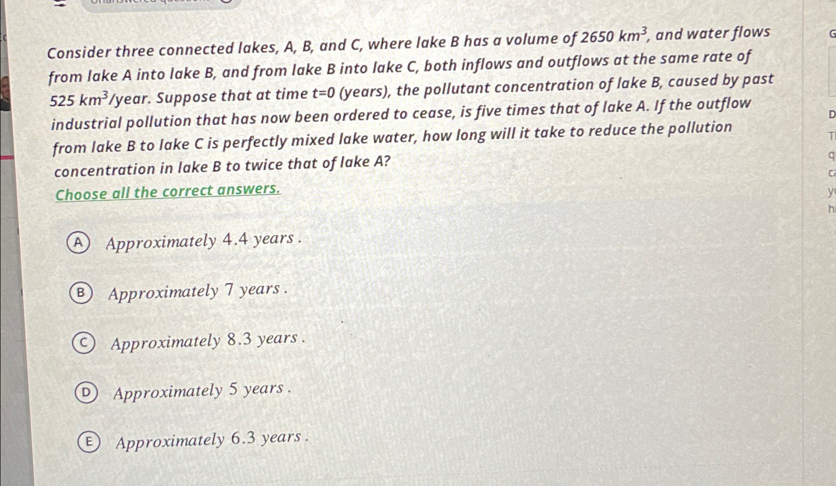 Solved Consider three connected lakes, A, ﻿B, ﻿and C, ﻿where | Chegg.com
