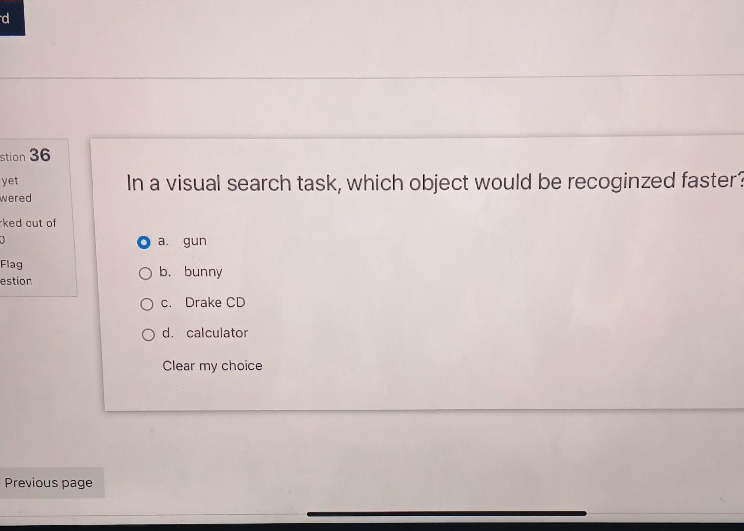 Solved In a visual search task, which object would be | Chegg.com