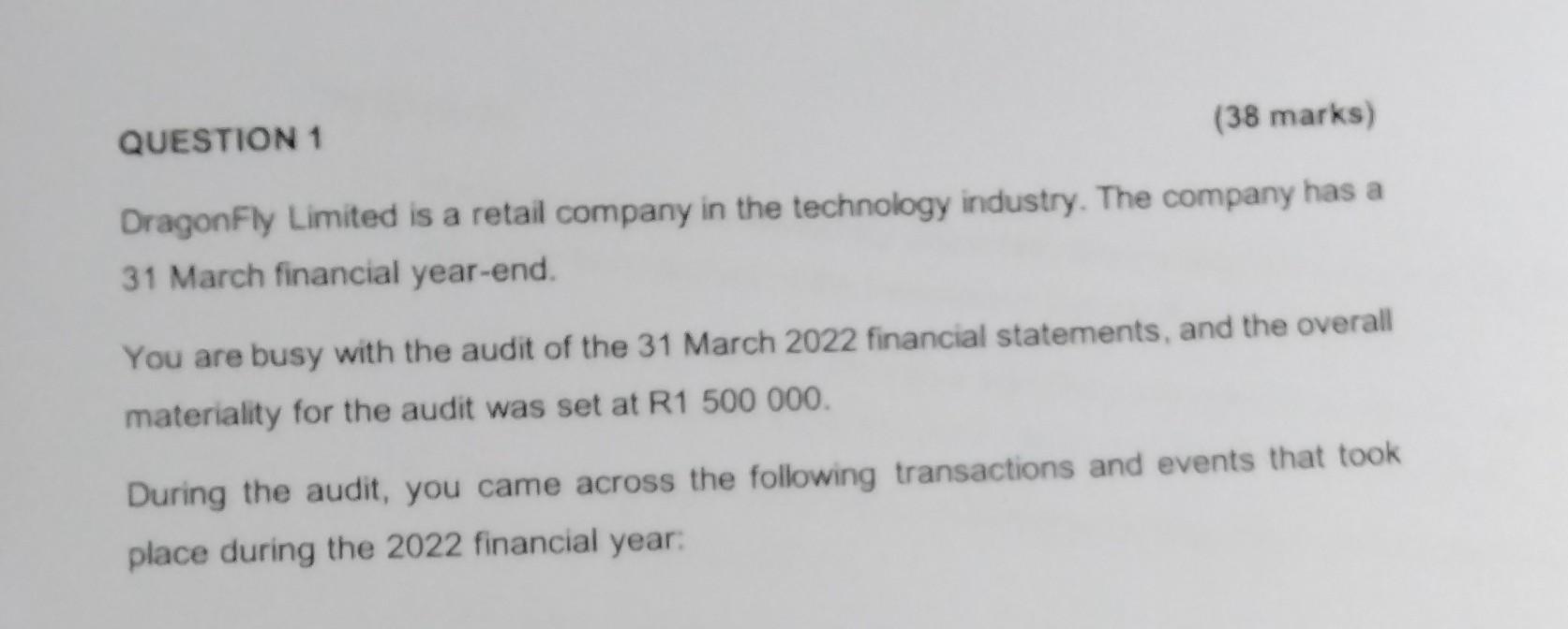 Solved Dragonfly Limited is a retail company in the | Chegg.com