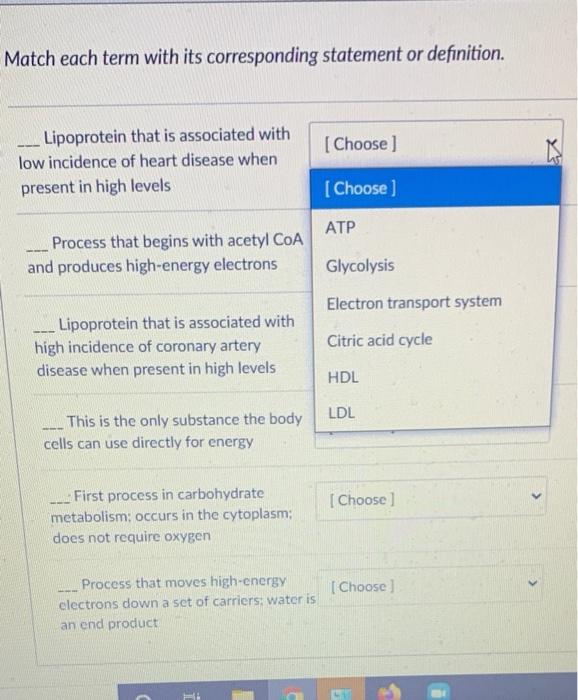 Solved Match each term with its corresponding statement or | Chegg.com