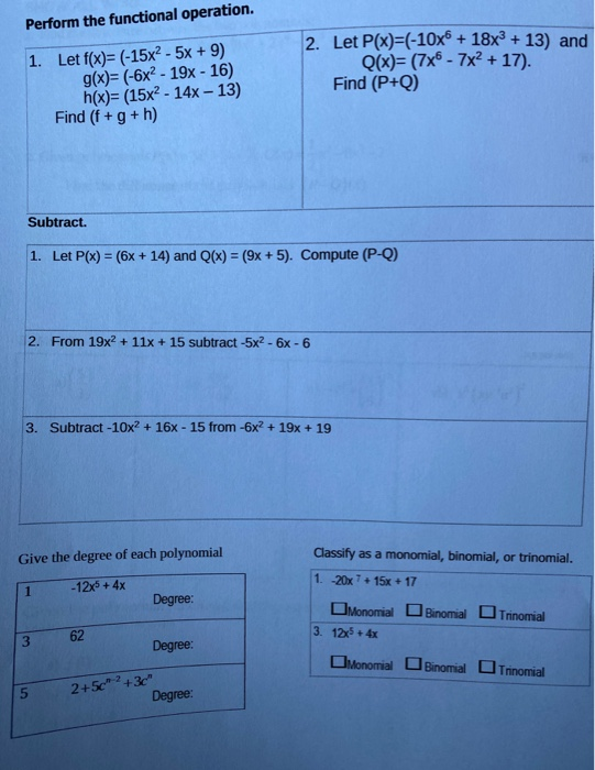 Solved Perform the functional operation. 1. Let f(x)= (-15x2 | Chegg.com