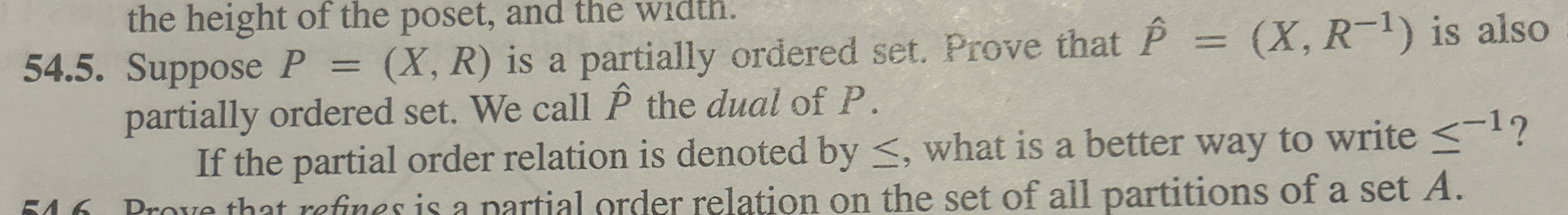 Solved partially ordered set. We call hat(P) ﻿the dual of | Chegg.com